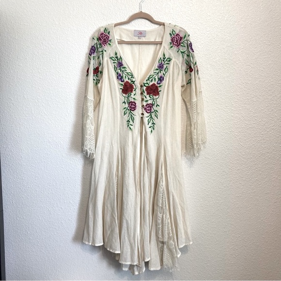 Roja | Sweaters | Roja Fringe Embroidered Duster Cardigan Fairy Cottage ...